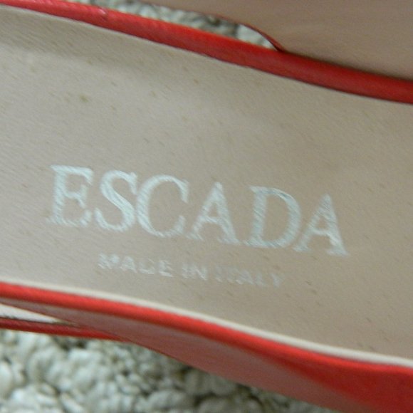 Escada | Shoes | Escada Red Leather Classic Sling Back Pumps Us 7 ...